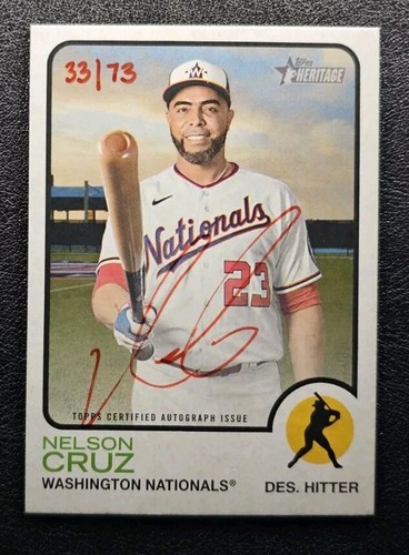 2022 Topps Heritage Nelson Cruz Red Ink Real One Auto Autograph #/73 # ...