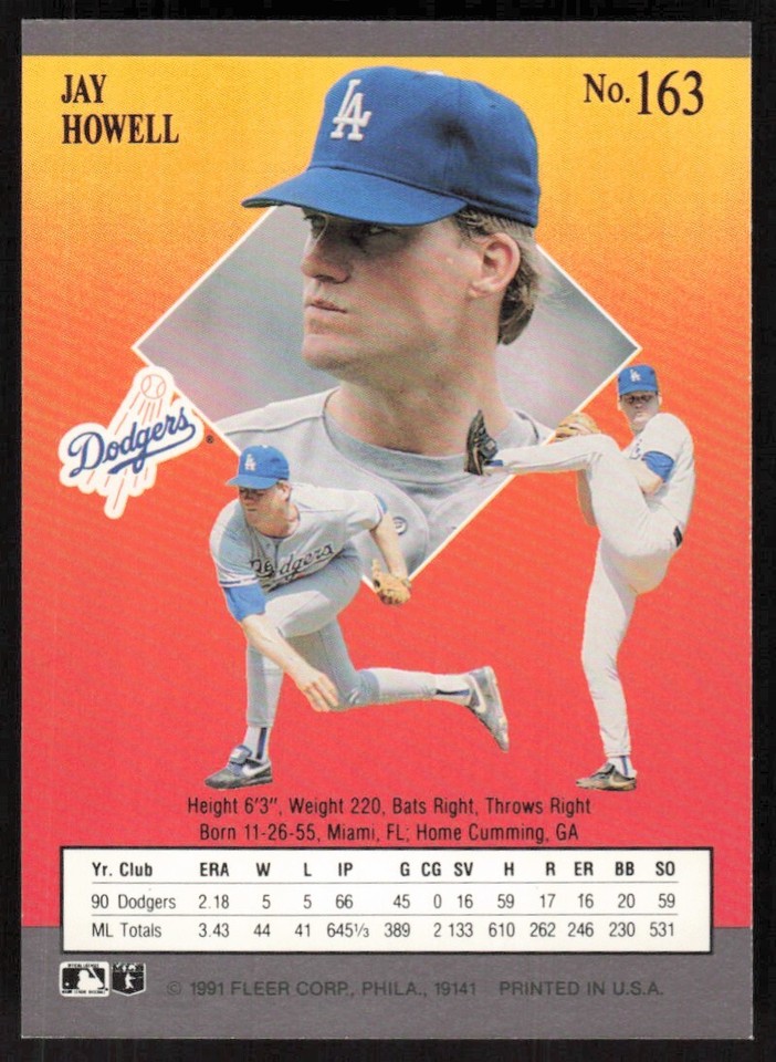1991 Fleer Ultra #163 Jay Howell Los Angeles Dodgers | eBay