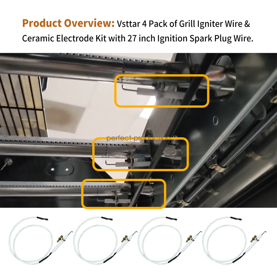 4 Pack Ignition Electrode & Grill Ignitor Wire Kit For Vermont Castings ...