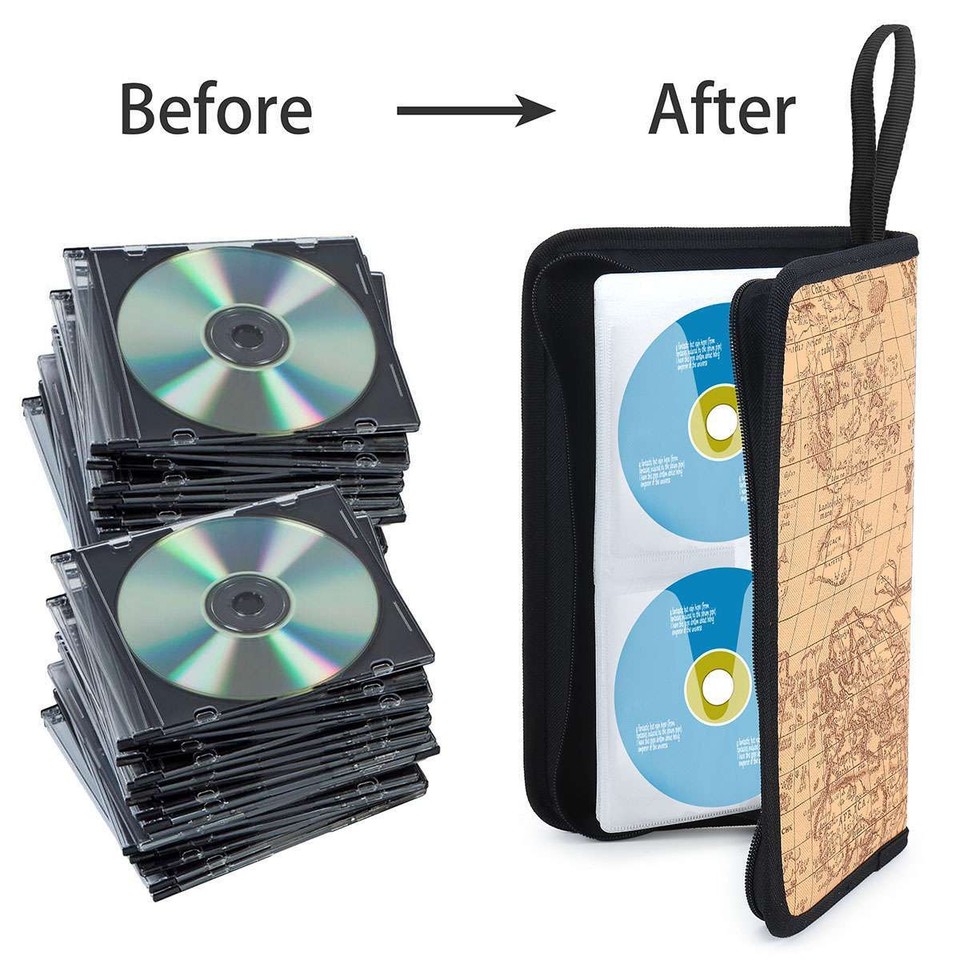 80 Disc Portable CD DVD Nylon Holder Bag Case Album Organizer Media ...