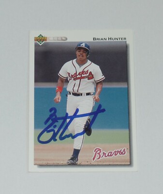 BRIAN HUNTER SIGNED AUTO'D 1992 UPPER DECK CARD #366 ATLANTA BRAVES ...