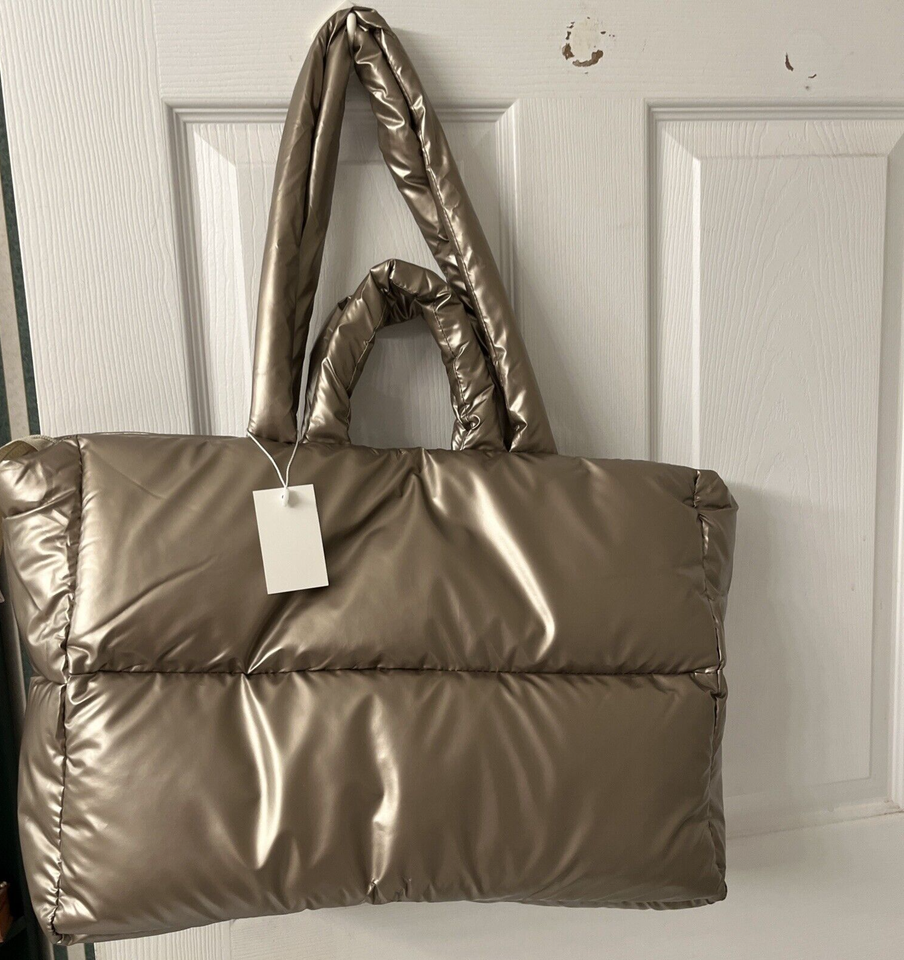 Puffer Tote Bag Large Padding Tote Waterproof Quilted Bronze NEW | eBay