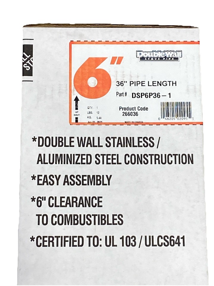 Selkirk 6 in. D X 36 in. L Steel Double Wall Stove Pipe New | eBay
