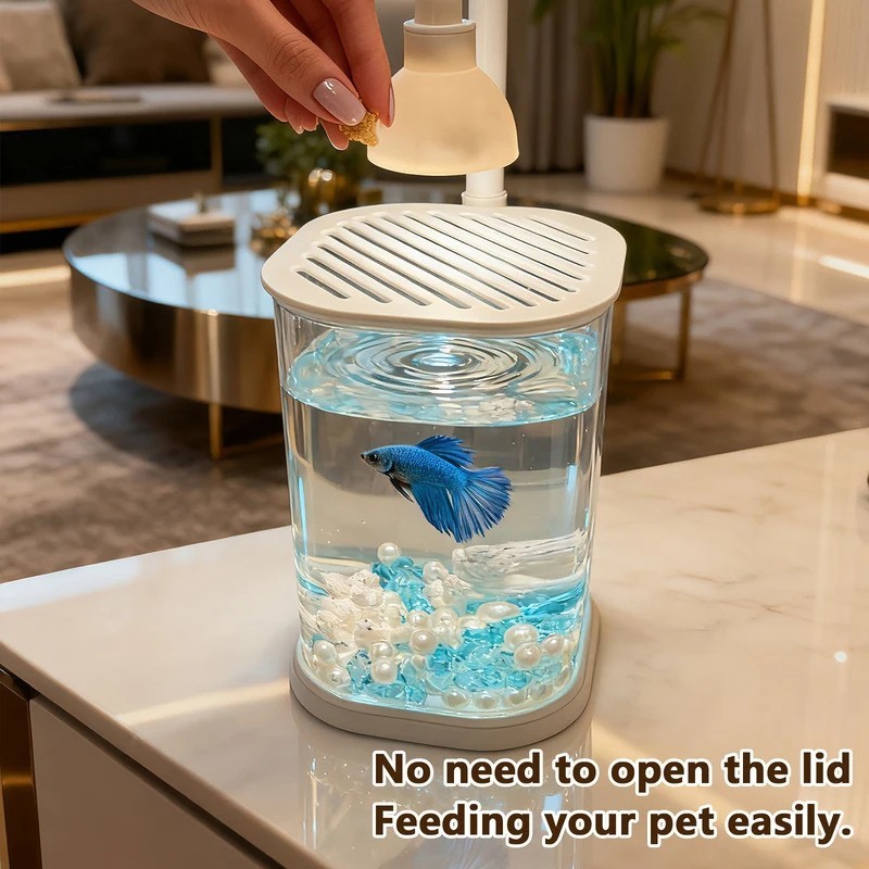Small Fish Tank Starter Kit with Light – Betta Goldfish Turtle Tabletop ...