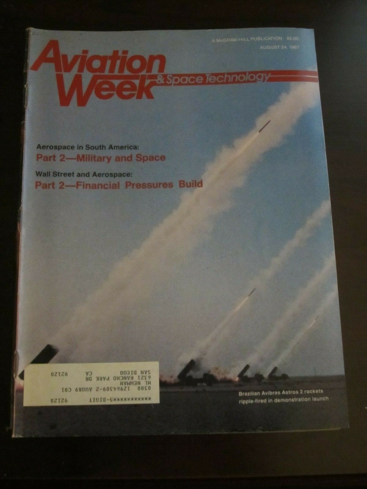 Aviation Week Space Technology August 1987 Brazilian Avibras Astros ...