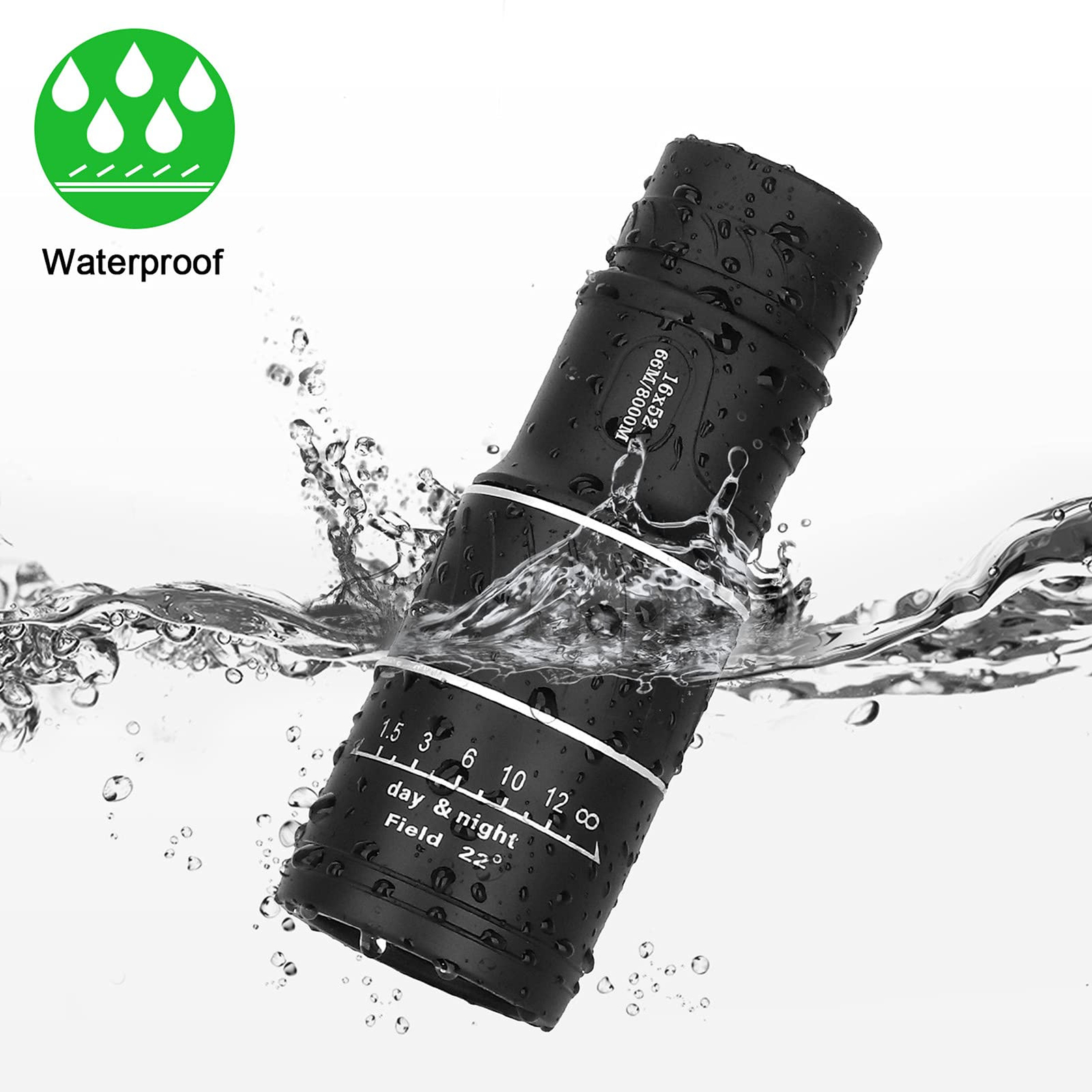 16X52 Monocular Zoom Dual Focus Rubber Armored Telescope for Hunting ...