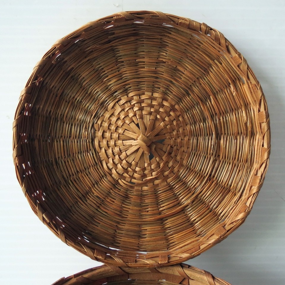 3 vintage miniature Shaker baskets with lids incl. nesting thimble ...