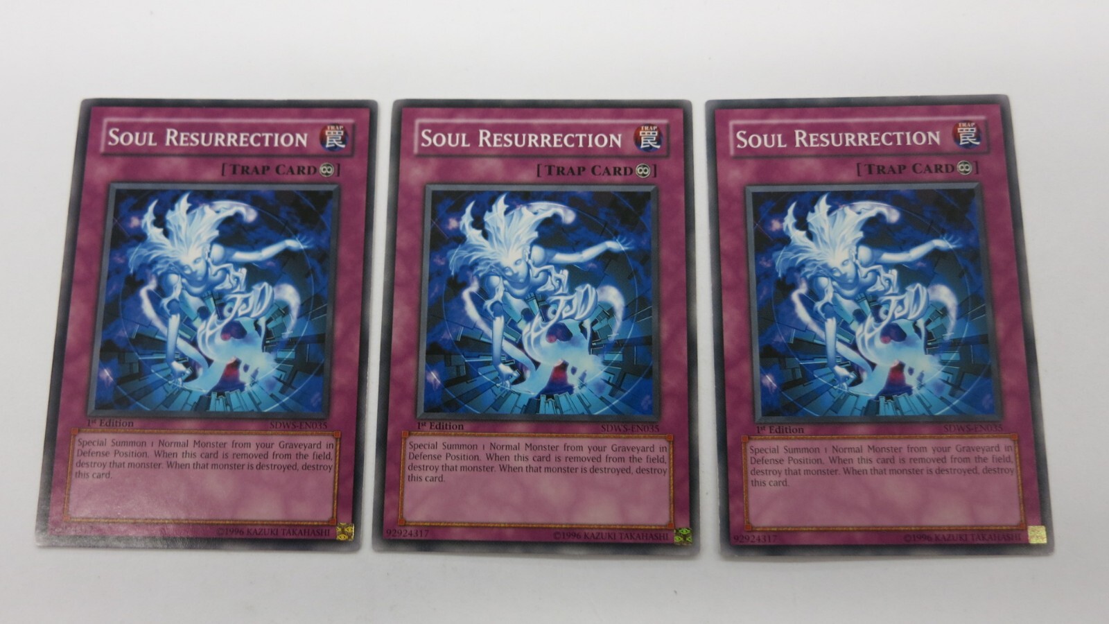 3x SOUL RESURRECTION SDWS-EN035 TRAP 1ST EDITION COMMON YUGIOH NM ...