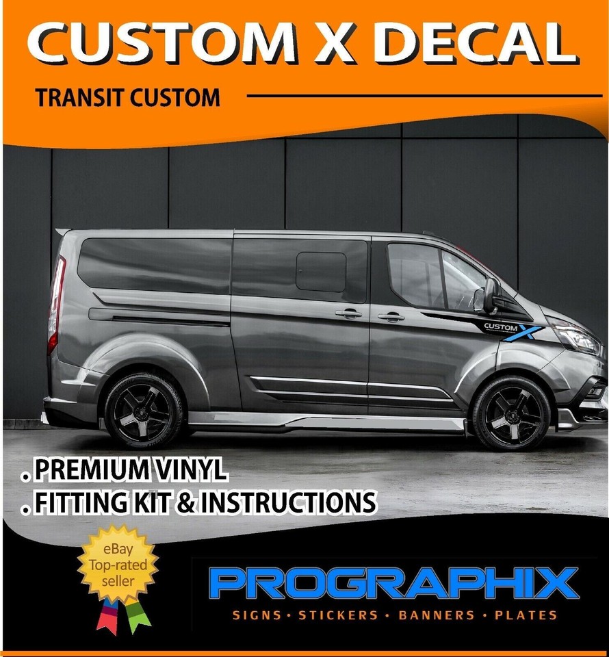 FORD TRANSIT CUSTOM X DECAL SET VAN VINYL GRAPHICS SIGN WRITING ...