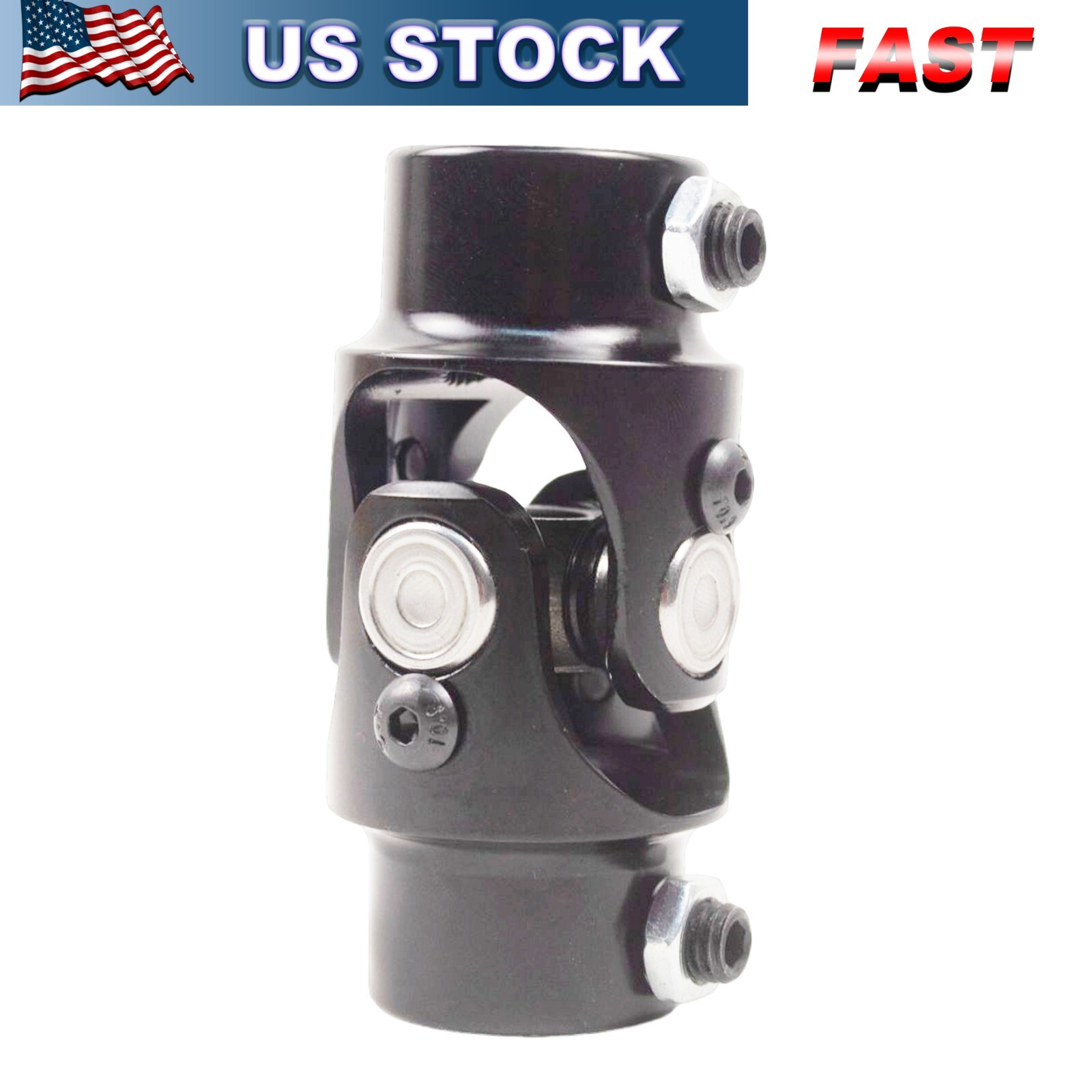 Black 3/4" DD x 3/4" 36 Spline Universal Steering Shaft U Joint ...