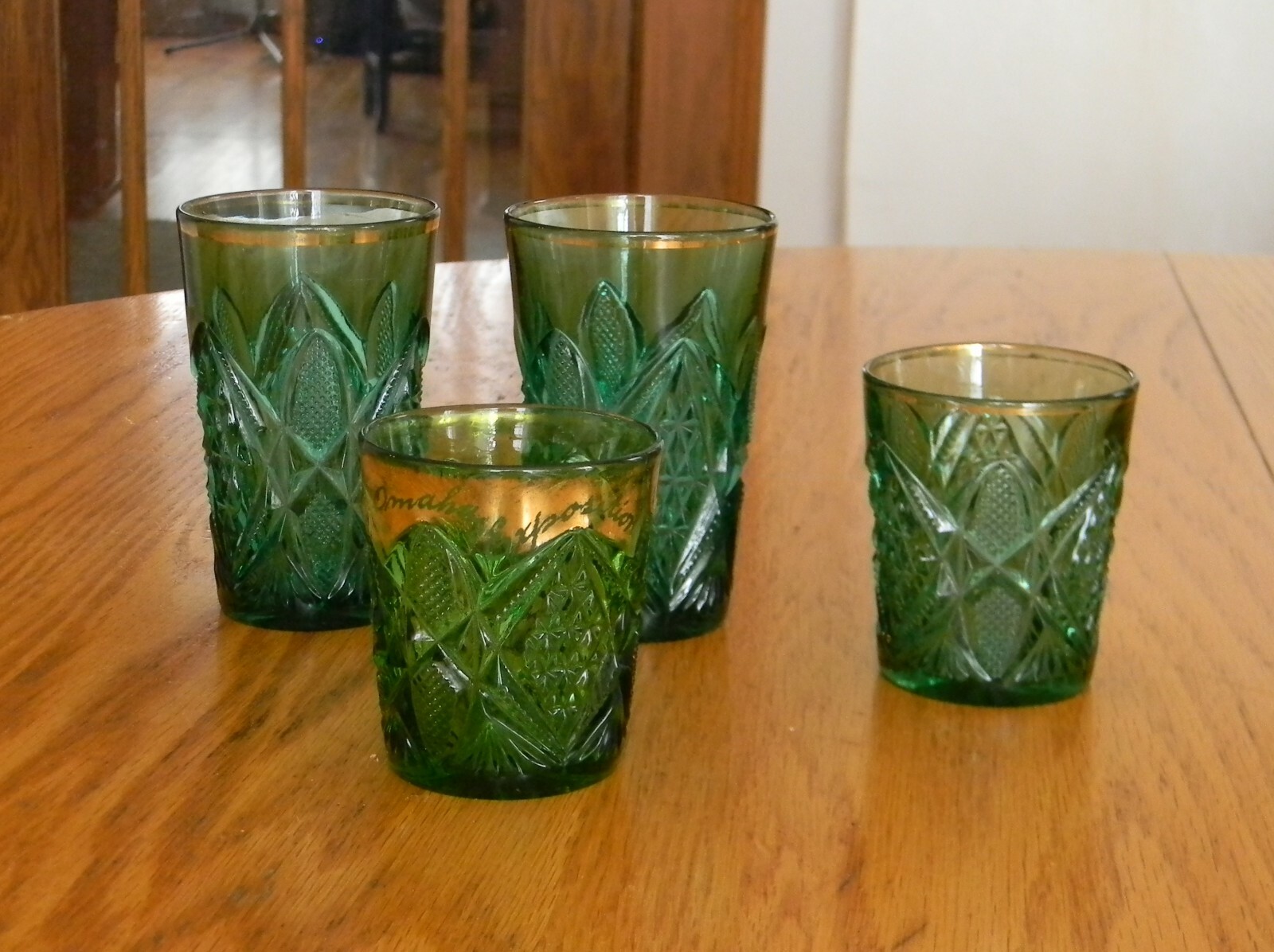 EAPG US Glass States Green Pennsylvania aka Balder Gold Trim Tumbler ...