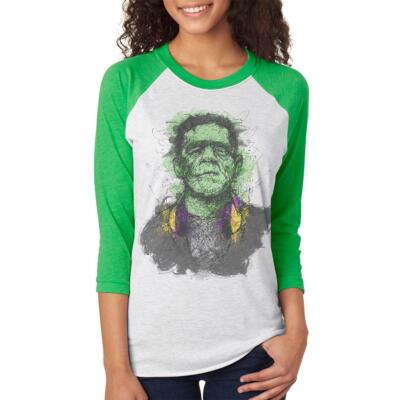 Halloween Frankenstein Raver Horror Movie Monster Unisex Raglan T Shirt ...