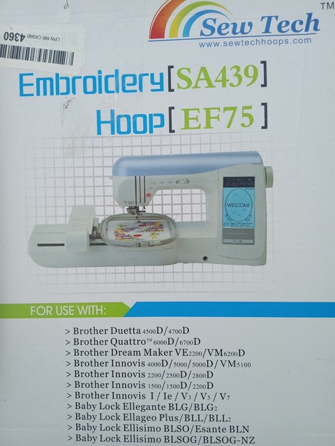 Sew Tech Embroidery Hoop for Brother and Baby Lock Sa448 Sef150 for ...