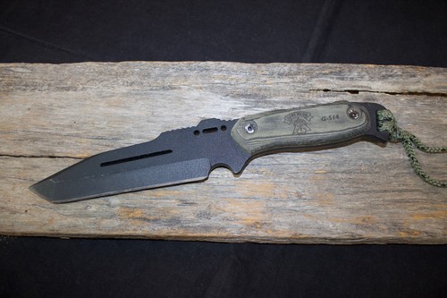 TOPS Micarta Handle Hawk Recon With Black 1095 Tanto Blade Knife G-514 ...