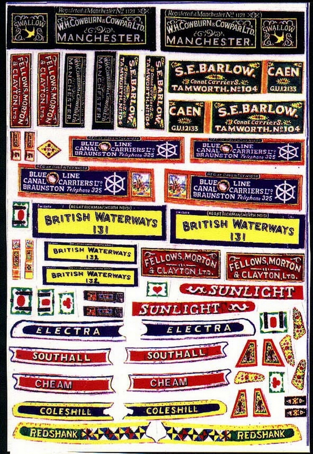 Waterslide Transfers motor Butty Boat Canal FT1 Colour OO Scale Models ...