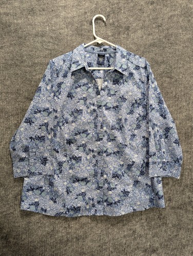 Basic Editions Women's Multicolor Floral Long-Sleeve Shirt Top Plus Size 2X | eBay