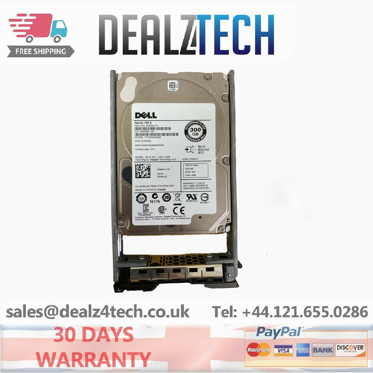 Dell Hard Drive 0PGHJG PGHJG 300GB 10K SAS 2.5 HDD Seagate Savio ...