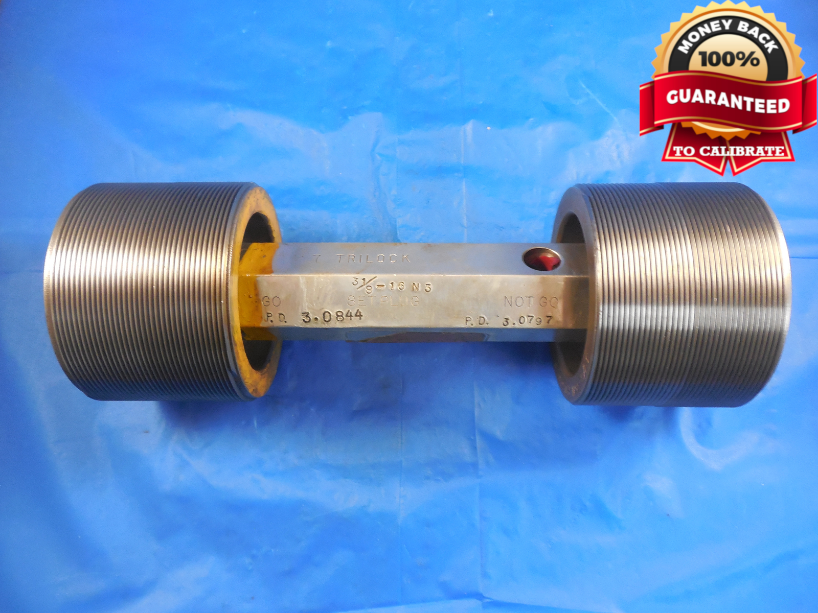 3 1/8 16 N 3 SET THREAD PLUG GAGE 3.125 GO NO GO P.D.'S= 3.0844 & 3. ...