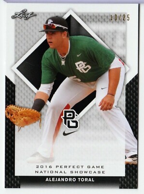 ALEJANDRO "ALEX" TORAL 2016 LEAF PERFECT GAME "BLACK PARALLEL ROOKIE ...