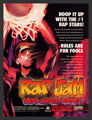 Rap Jam Volume One Nintendo Video Game 1990s Print Advertisement Ad ...