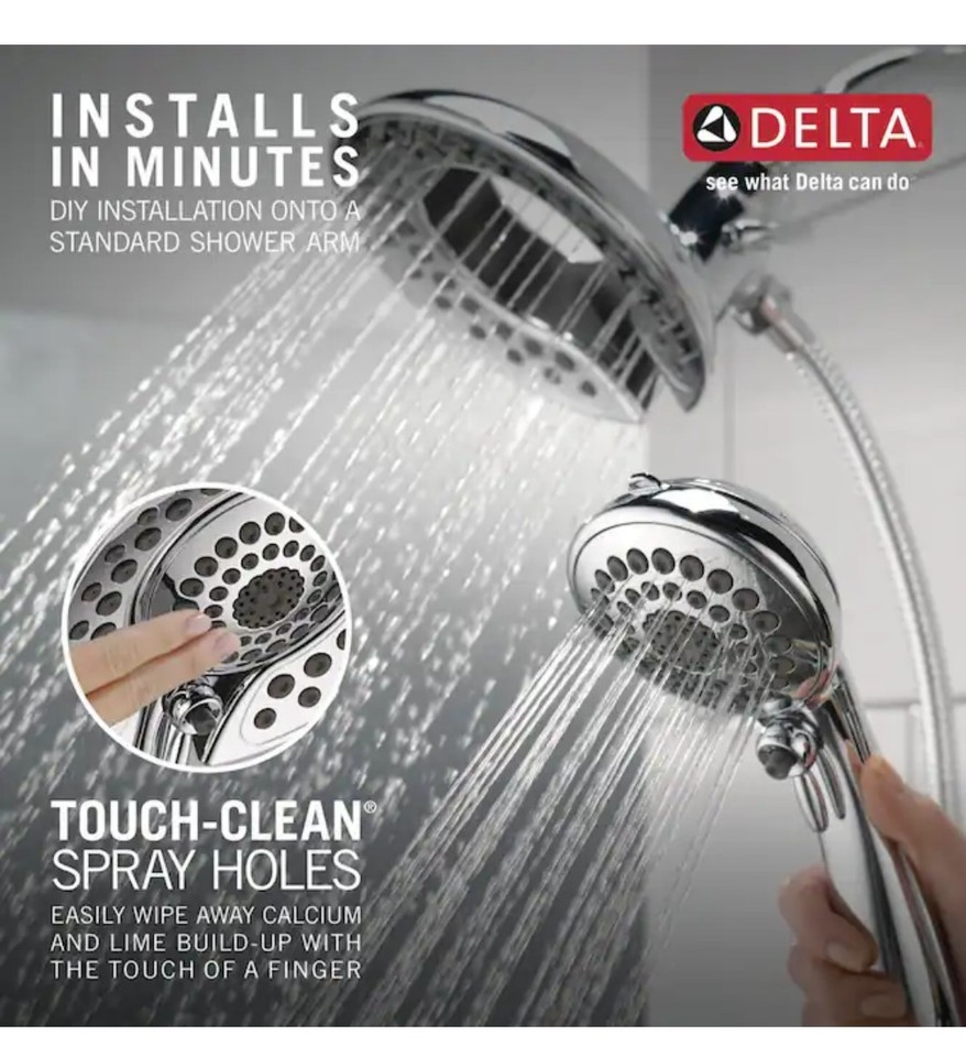 Delta In2ition 2-in-1 Shower - Chrome Finish - Spray with Massage ...