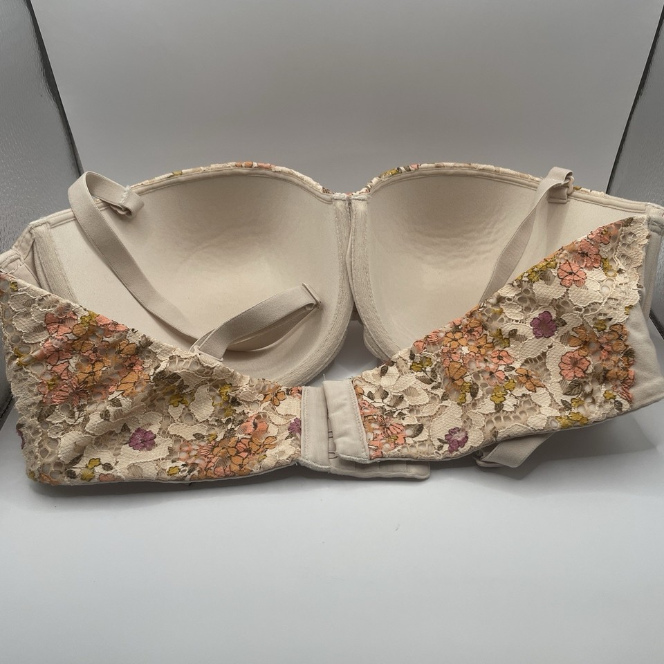 Victorias Secret VS Bra Biege Floral Lace Body By Victoria Lined ...