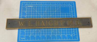 Vintage Solid Cast Brass Advertising Office Door Name Plate W. L ...