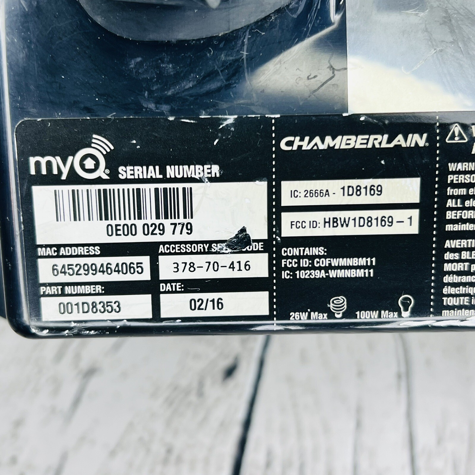 Chamberlain 001D8353 Garage Door Opener Circuit Board myQ Yellow Learn ...