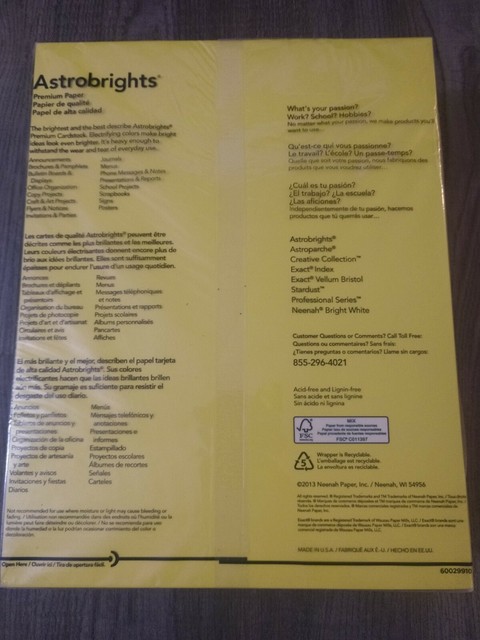 Astrobrights 21538 Acid- Copy Paper 24 24lb Colored Solar Yellow for ...