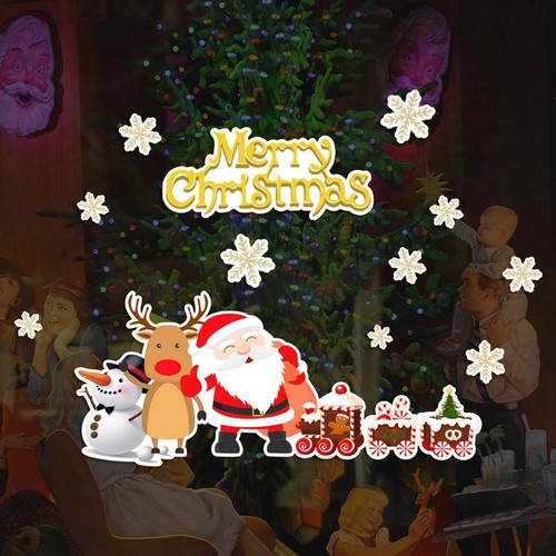 Decal Christmas Wall Sticker Santa Clause Reindeer With Face Mask Merry ...