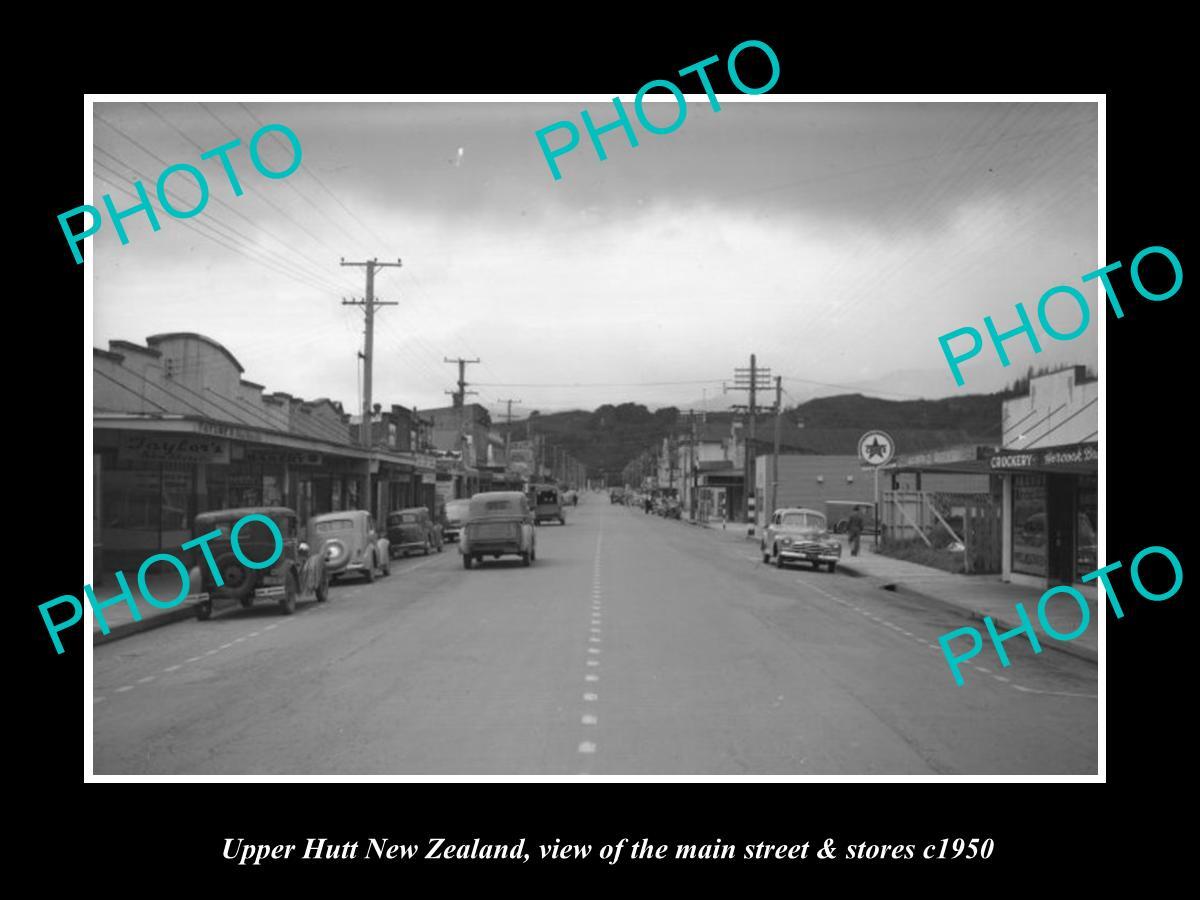 OLD LARGE HISTORIC PHOTO UPPER HUTT NEW ZEALAND THE MAIN ST & STORES ...
