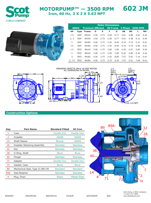 NEW! 5hp Scot Centrifugal Pump Model 602 SF | eBay