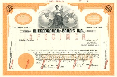 Chesebrough - Pond's Inc. - Specimen Stocks & Bonds | eBay
