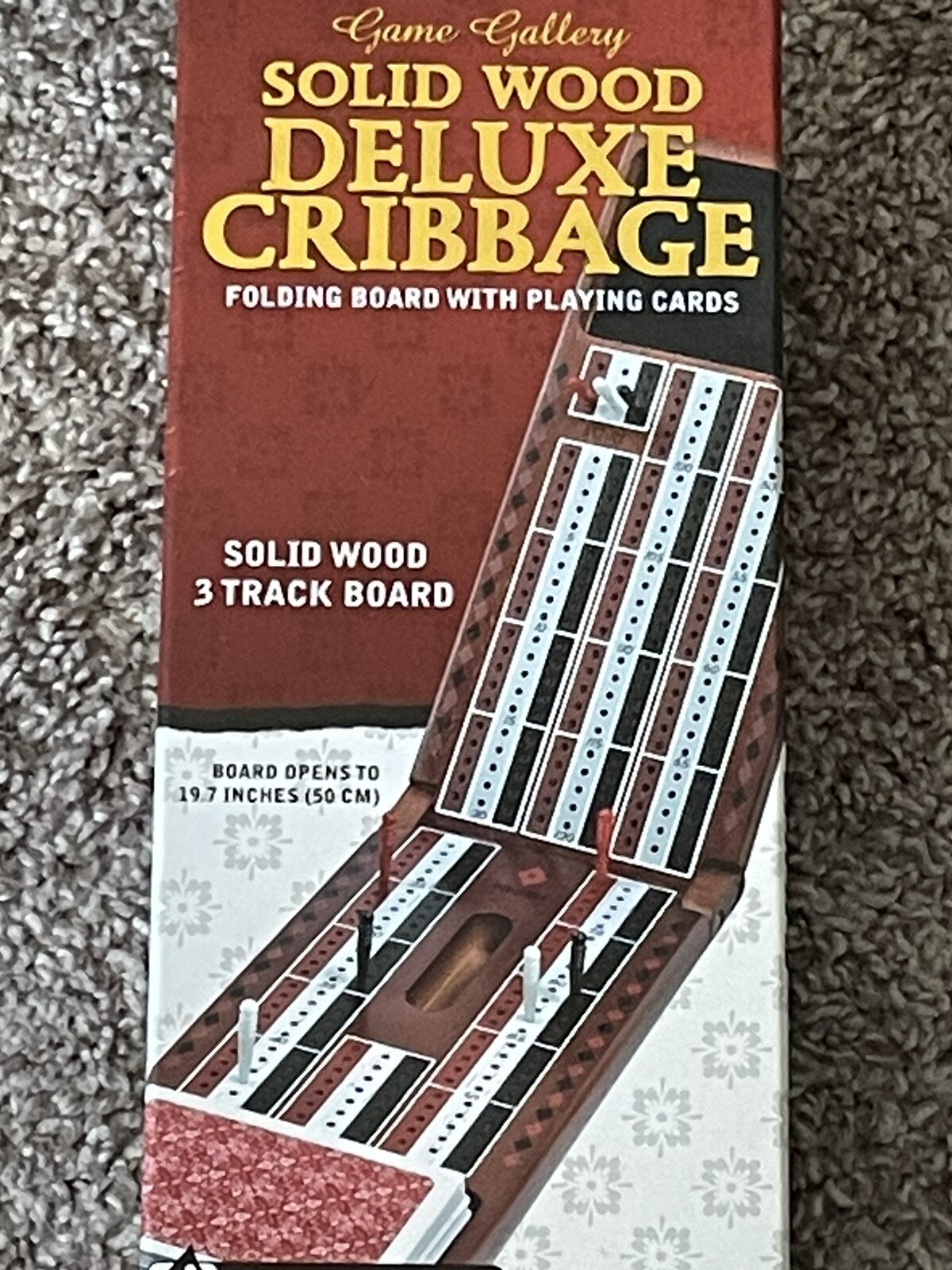 Cardinal Game Gallery Solid Wood Deluxe Cribbage 3 Track Folding Board ...
