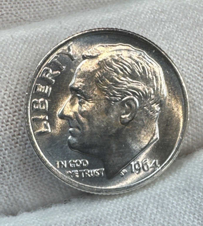 1964 P 90% Silver Roosevelt Dime Brilliant Uncirculated Full Torch Full ...