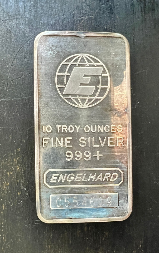 10 oz Vintage Engelhard C Series .999 Fine Silver Bar E Globe Design | eBay