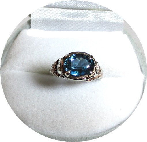 INDICOLITE Tourmaline Ring - Blue/Grn. - 14k White Gold Mtg ...