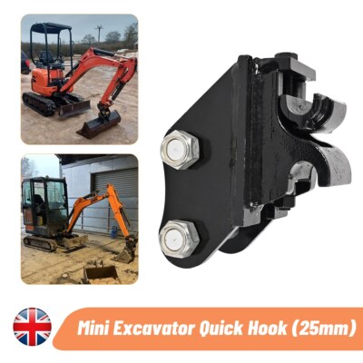 Black Mini Digger Quick Hitch Manual with Grease Pins 25mm Pins UK ...