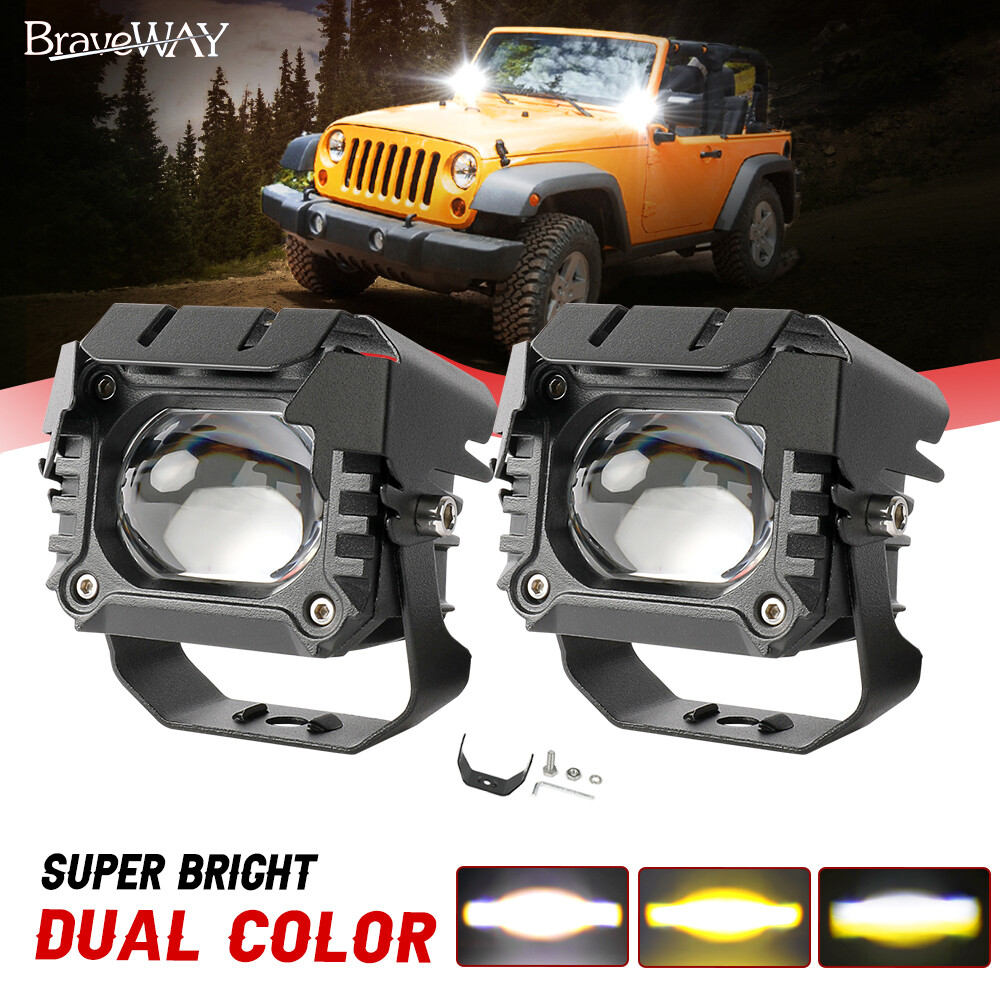 2PC 3" inch 240W LED Work Light Cube Pods Fog Spot Amber/Yellow UTV ATV ...