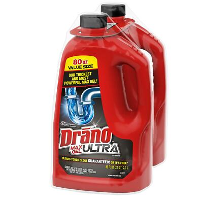 DRANO ULTRA GEL DRAIN TREATMENT, UNCLOGGER, SEPTIC SAFE (2-80 oz PACK ...