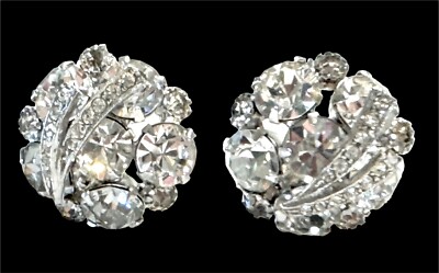 1950'S WEISS SILVER-TONE CRYSTAL RHINESTONE RAISED ICING BRIDAL CLIP ...