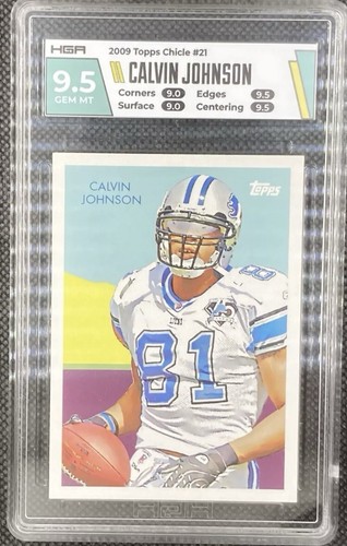 2009 Topps Chicle #21 Calvin Johnson HGA 9.5 GEM MINT Color Match Label ...