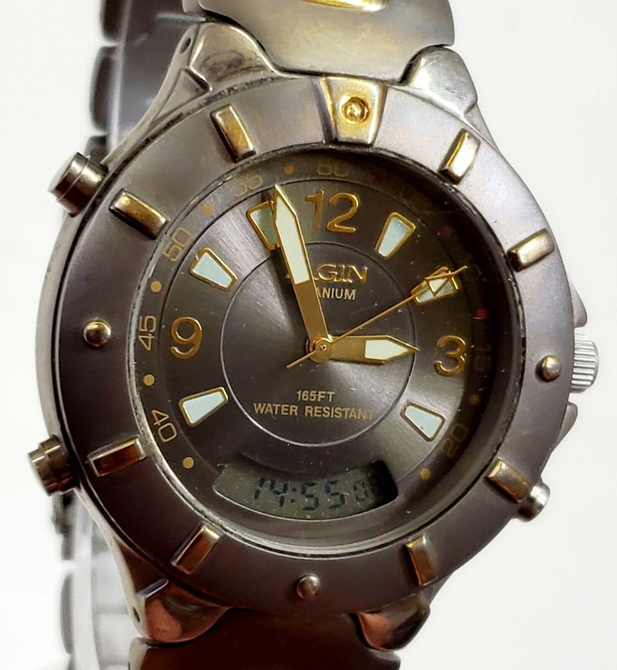 RARE,UNIQUE Men's TITANIUM ANALOG-DIGITAL Watch ELGIN FH205 | eBay