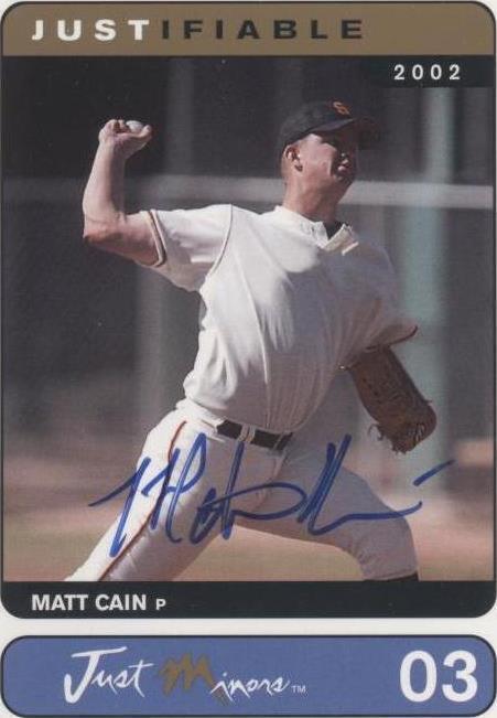 2002 Just Minors Justifiable - Matt Cain #3 Autographed /400 (AU, RC) for sale online | eBay