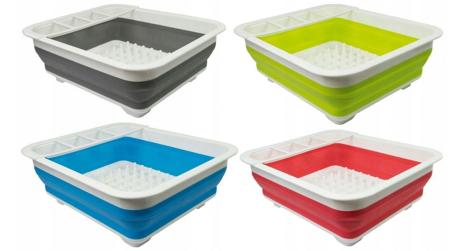 Folding Collapsible Silicone Drying Rack Camping Caravan Boat Dish ...