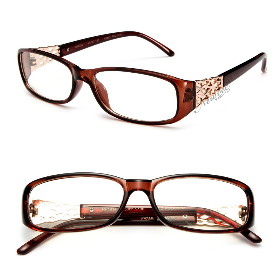 Clear Lens Glasses Metal Plastic Rectangular Frame Rhinestone | eBay