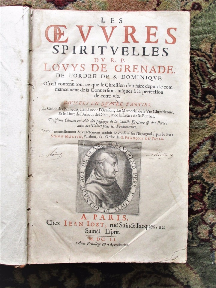 1651 SPIRITUAL WORKS of LOUIS OF GRANADA Oeuvres Spirituelles FOLIO 4 ...