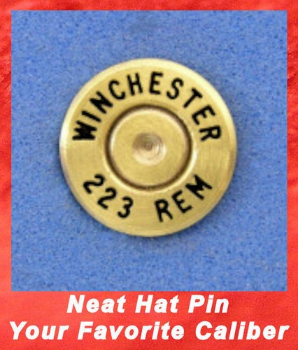 WINCHESTER 223 REM Brass Cartridge Hat or Jacket Pin Tie Tac Bullet ...