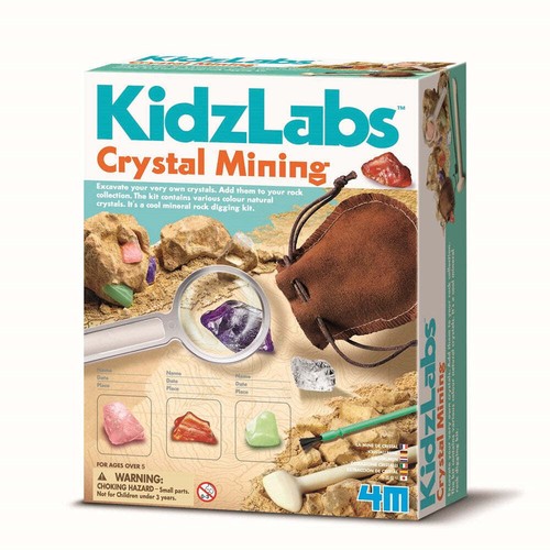 4M Kidz Lab Crystal Mining Natural Rock Digging Kit Kids Fun Learning ...
