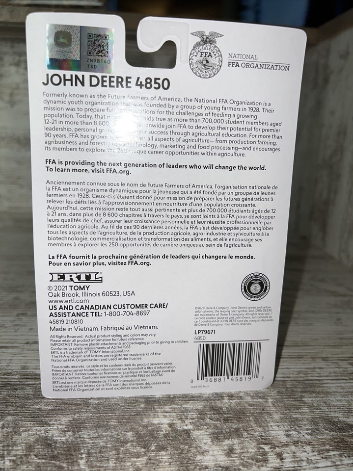 1/64th Scale John Deere 4850 Tractor With Cab FFA Organization Ertl Die ...